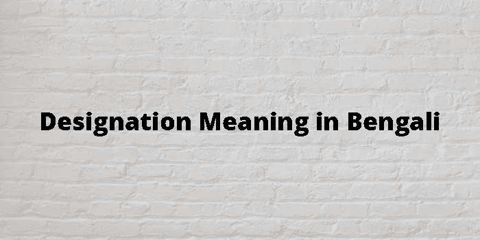 Designation Meaning In Bengali - বাংলা অর্থ