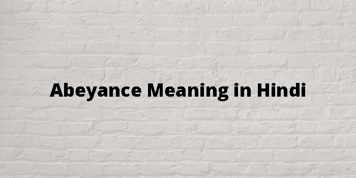Abeyance Meaning In Hindi - हिंदी अर्थ