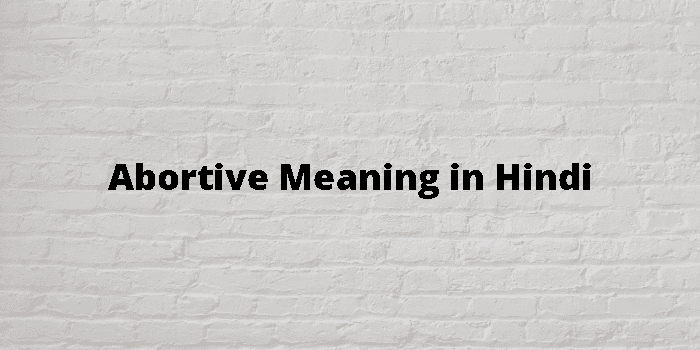 Abortive Meaning In Hindi - हिंदी अर्थ