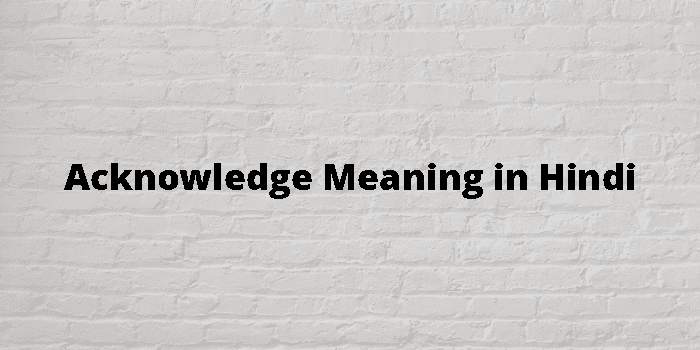 Acknowledge Meaning In Hindi - हिंदी अर्थ
