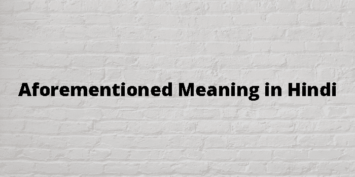 Aforementioned Meaning In Hindi - हिंदी अर्थ
