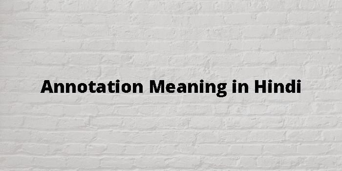Annotation Meaning In Hindi - हिंदी अर्थ
