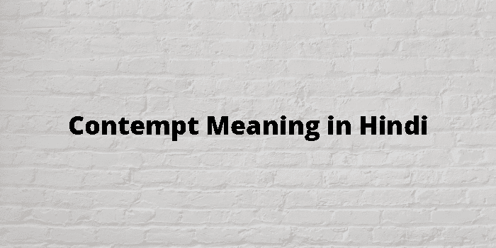 Contempt Meaning In Hindi - हिंदी अर्थ