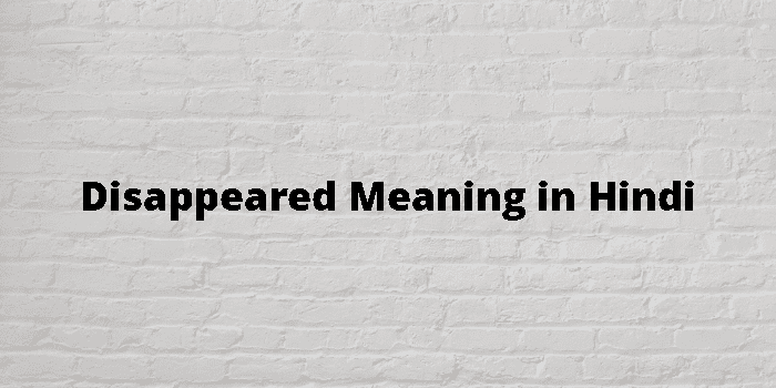 Disappeared Meaning In Hindi - हिंदी अर्थ