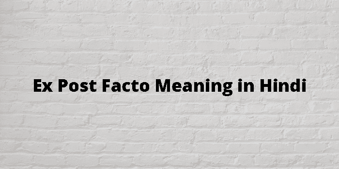 Ex Post Facto Meaning In Hindi - हिंदी अर्थ