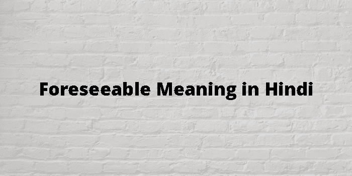 Foreseeable Meaning In Hindi - हिंदी अर्थ