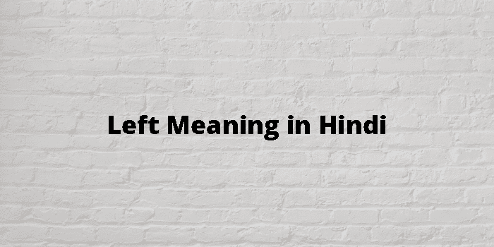 Left Meaning In Hindi - हिंदी अर्थ
