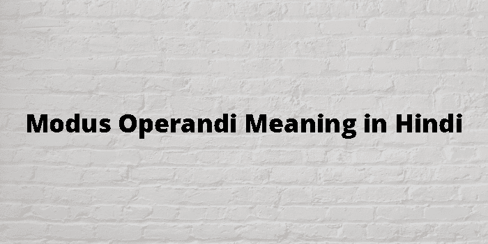 Modus Operandi Meaning In Hindi - हिंदी अर्थ