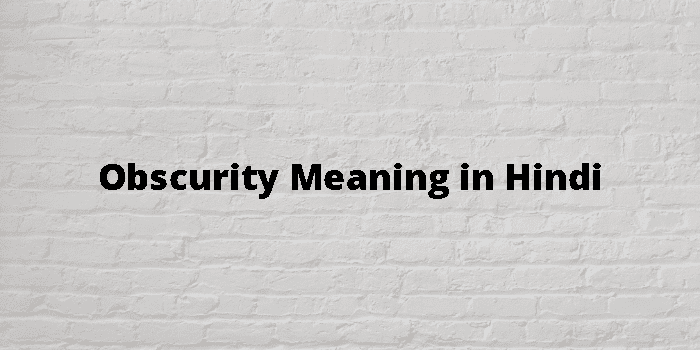 Obscurity Meaning In Hindi - हिंदी अर्थ