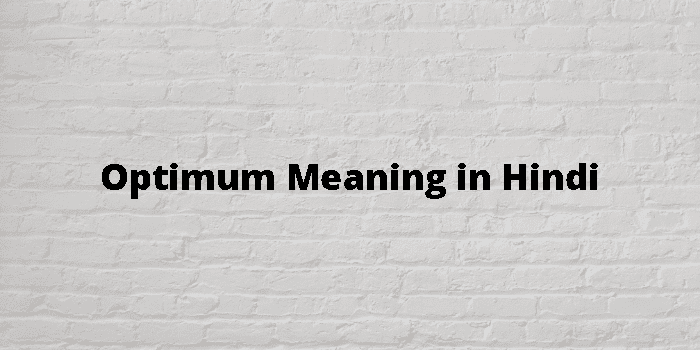 Optimum Meaning In Hindi - हिंदी अर्थ