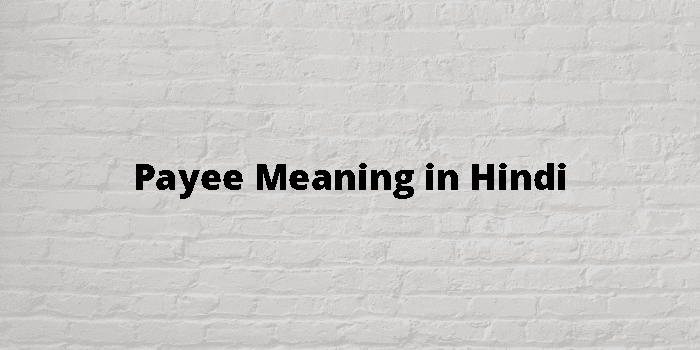 Payee Meaning In Hindi - हिंदी अर्थ