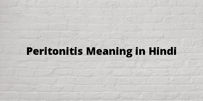 Peritonitis Meaning In Hindi - हिंदी अर्थ