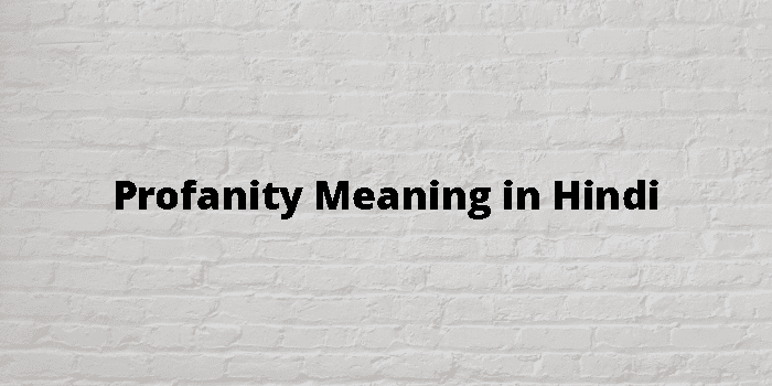 Profanity Meaning In Hindi - हिंदी अर्थ
