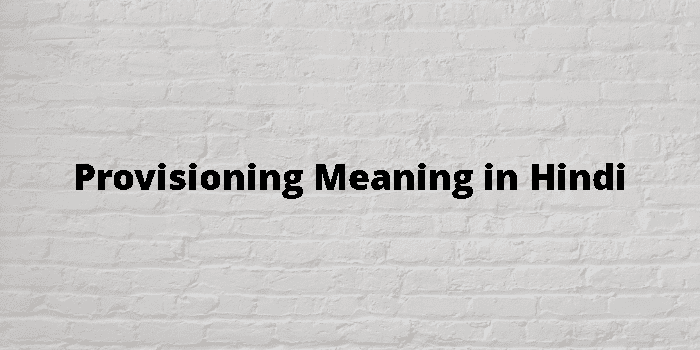 Provisioning Meaning In Hindi - हिंदी अर्थ