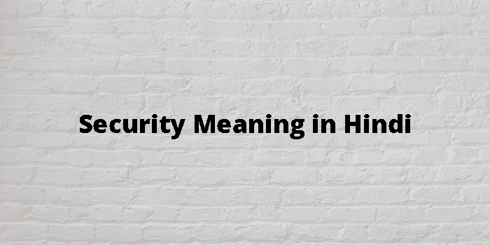 Security Meaning In Hindi - हिंदी अर्थ