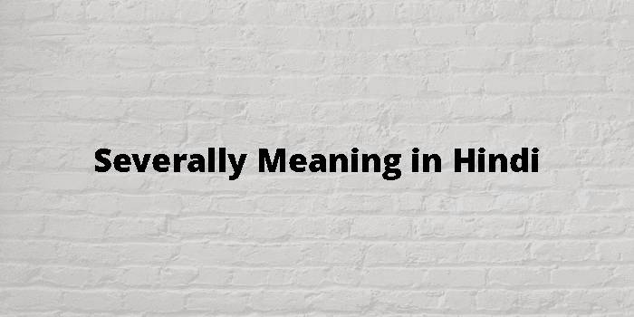 Severally Meaning In Hindi - हिंदी अर्थ