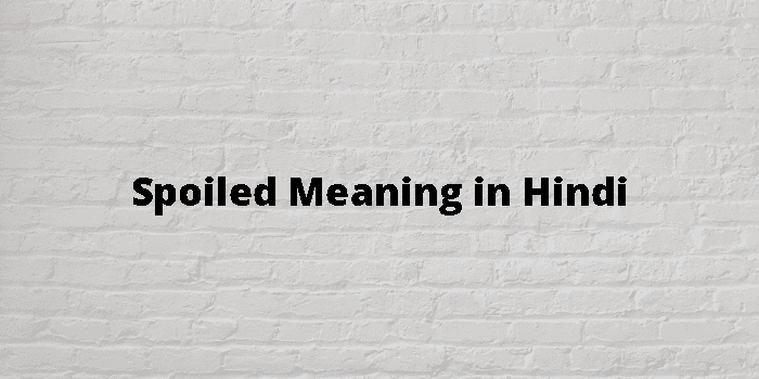 Spoiled Meaning In Hindi - हिंदी अर्थ