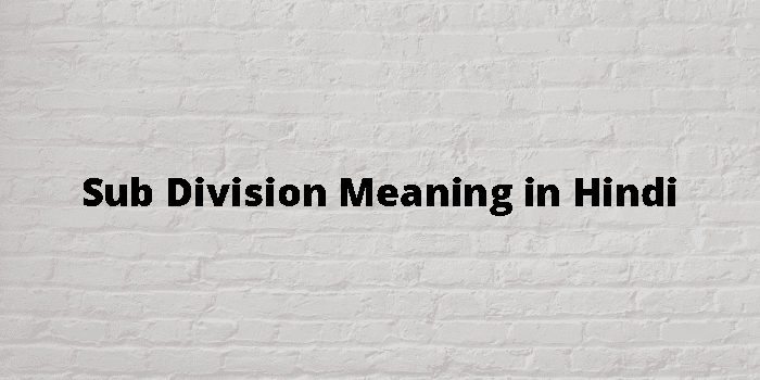 Sub Division Meaning In Hindi - हिंदी अर्थ