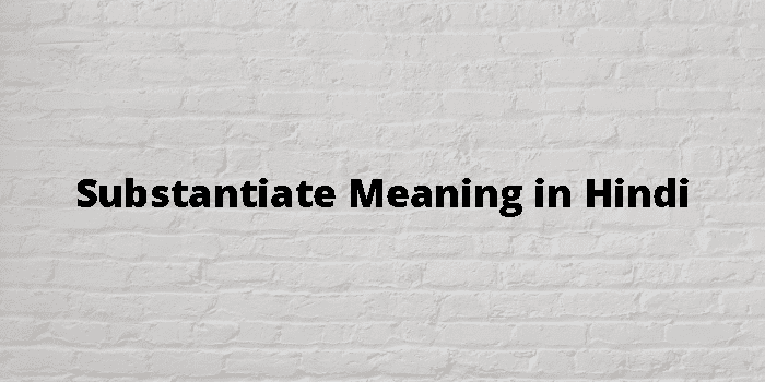 Substantiate Meaning In Hindi - हिंदी अर्थ