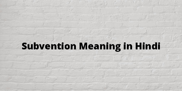Subvention Meaning In Hindi - हिंदी अर्थ