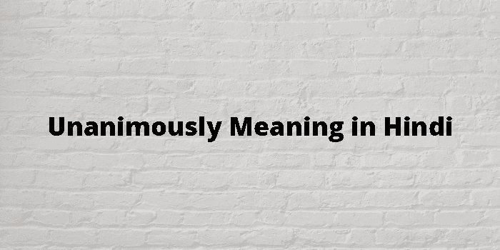 Unanimously Meaning In Hindi - हिंदी अर्थ