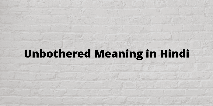 Unbothered Meaning In Hindi - हिंदी अर्थ