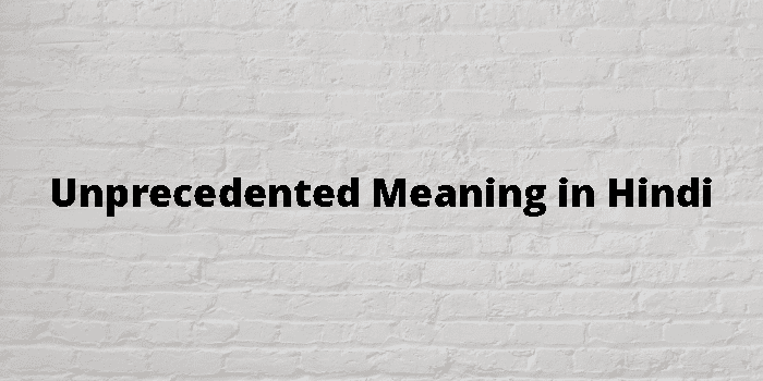 Unprecedented Meaning In Hindi - हिंदी अर्थ