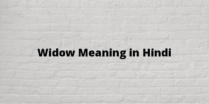 Widow Meaning In Hindi - हिंदी अर्थ