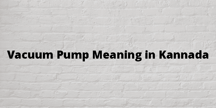 Vacuum Pump Meaning In Kannada - ಕನ್ನಡ ಅರ್ಥ