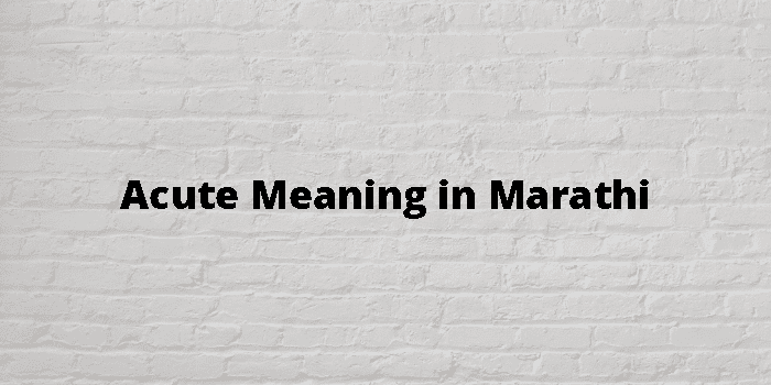 Acute Meaning In Marathi - मराठी अर्थ