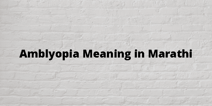 Amblyopia Meaning In Marathi - मराठी अर्थ