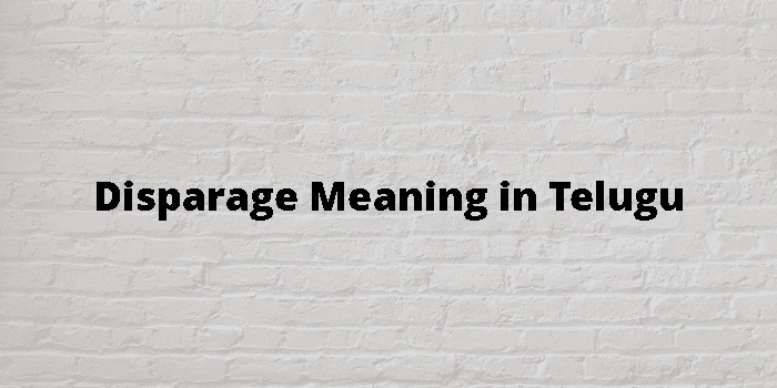 Disparage Meaning In Telugu - తెలుగు అర్థం