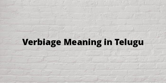 Verbiage Meaning In Telugu - తెలుగు అర్థం