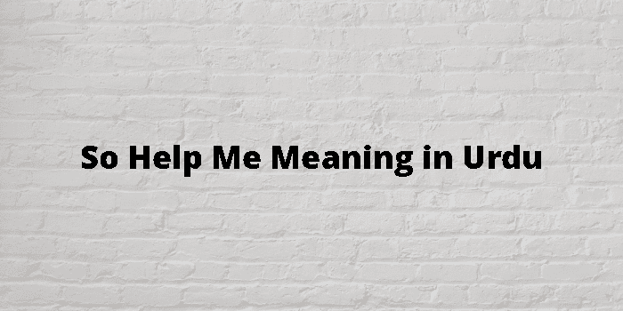 So Help Me Meaning In Urdu - اردو معنی
