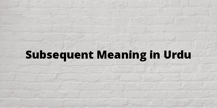Subsequent Meaning In Urdu - اردو معنی