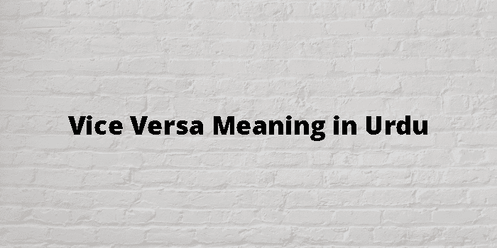 Vice Versa Meaning In Urdu - اردو معنی